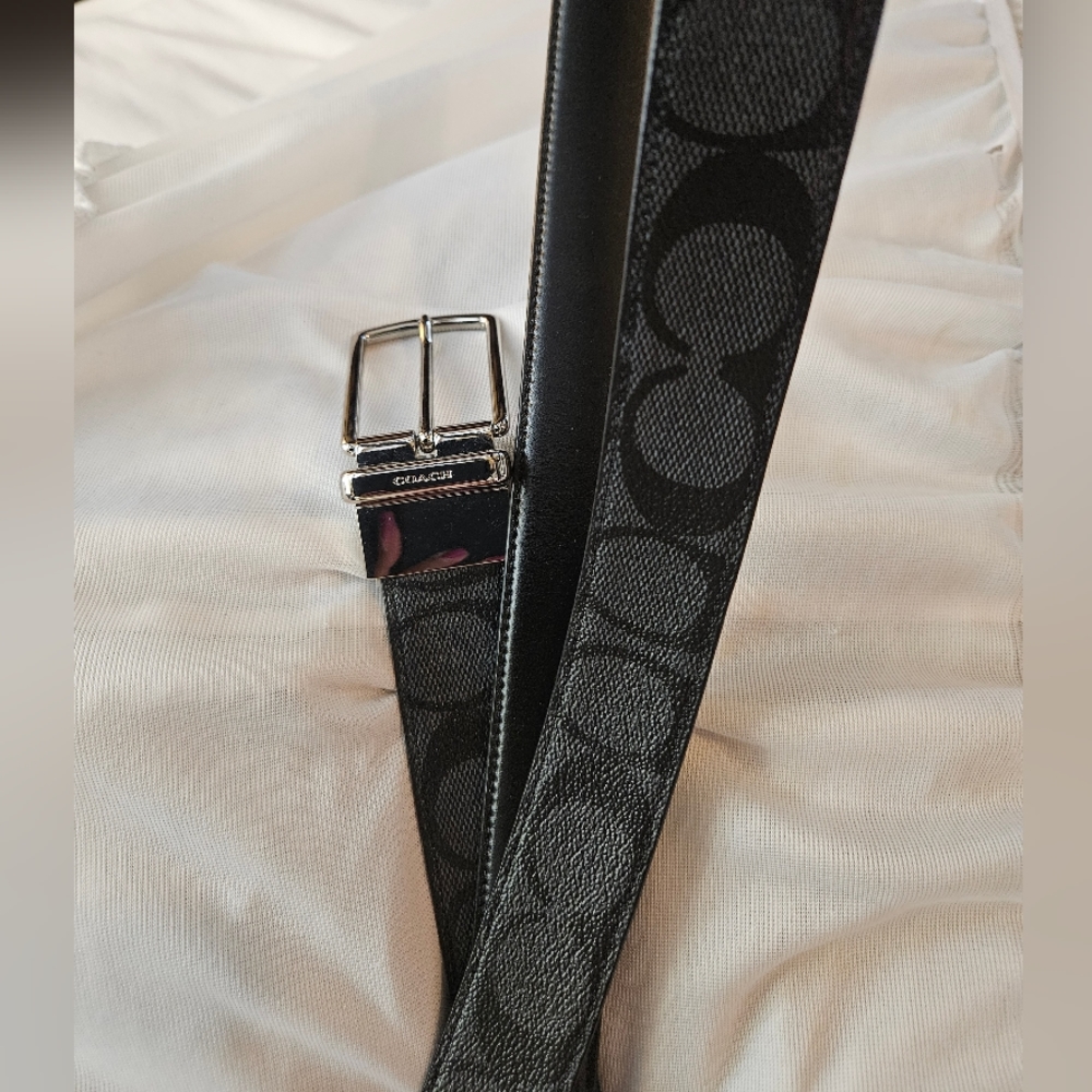 Coach Men's Signature Monogram Leather Belt - Gem